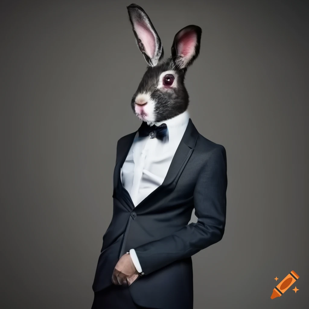 Rabbit businessman wearing a suit on Craiyon