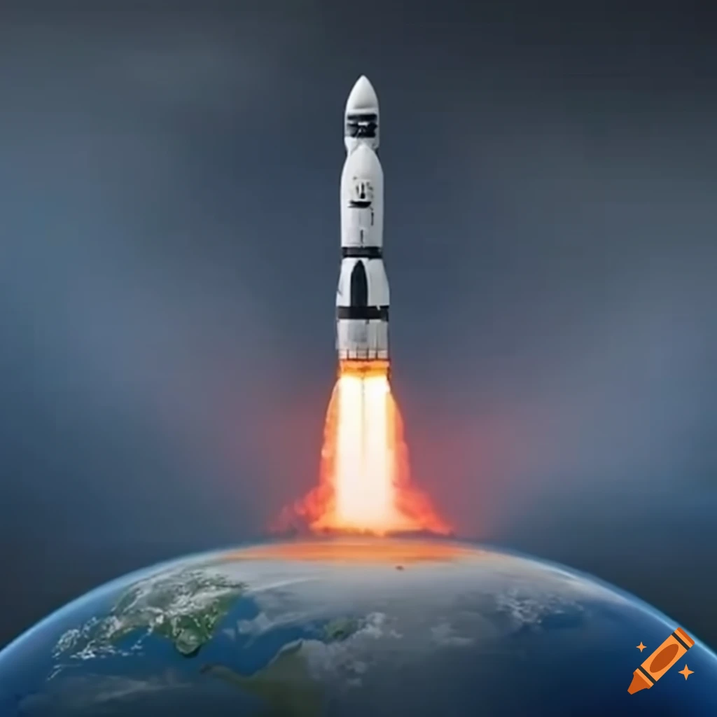 Rocket exploding in midflight with earth in backdrop on Craiyon