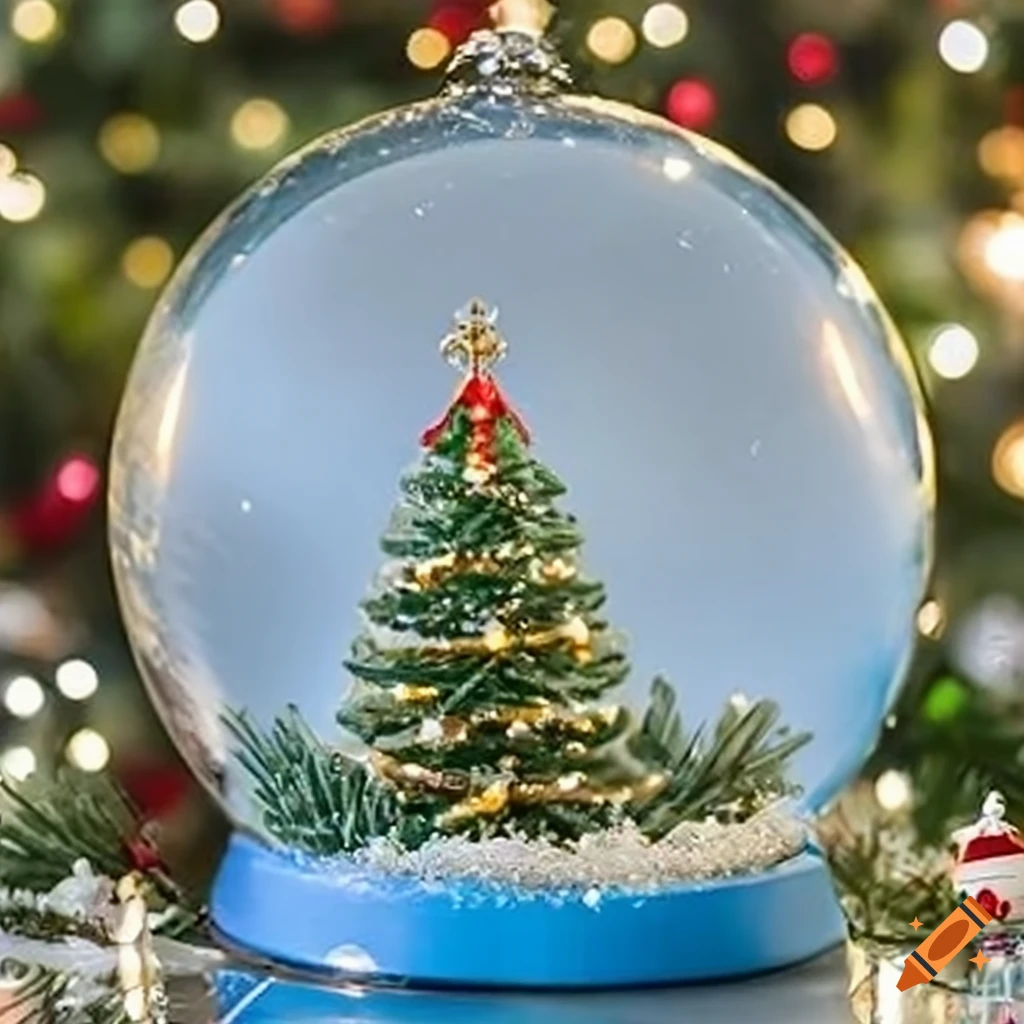 Christmas snow globe with tree and mini lake