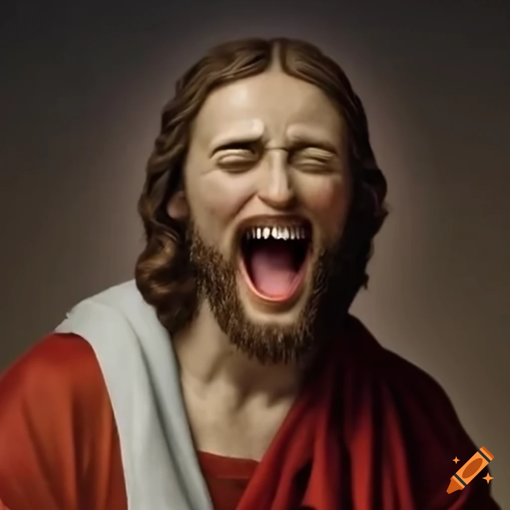 Humorous depiction of jesus enjoying memes