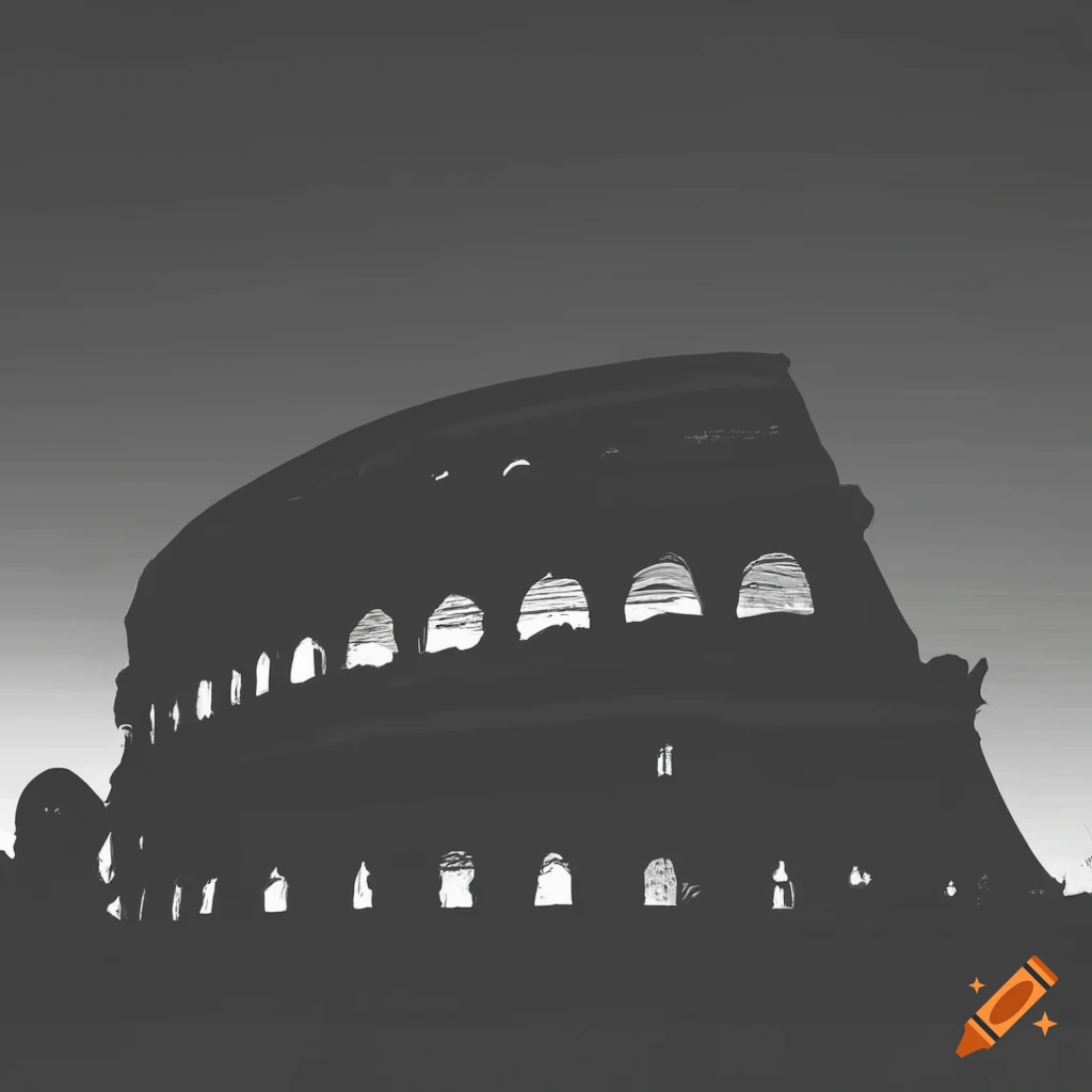 Sketch of the iconic Colosseum in Rome, minimalistic and elegant on Craiyon