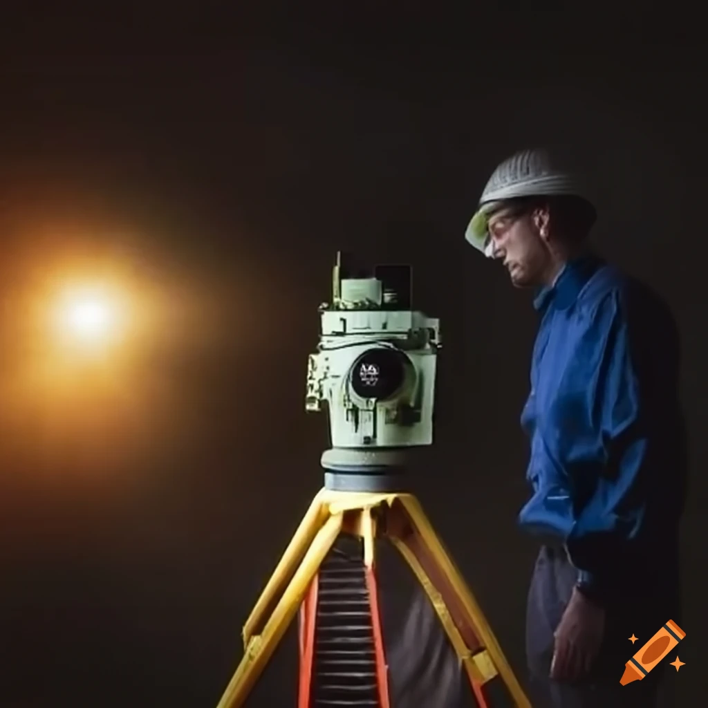 Surveyor looking through a tachymeter
