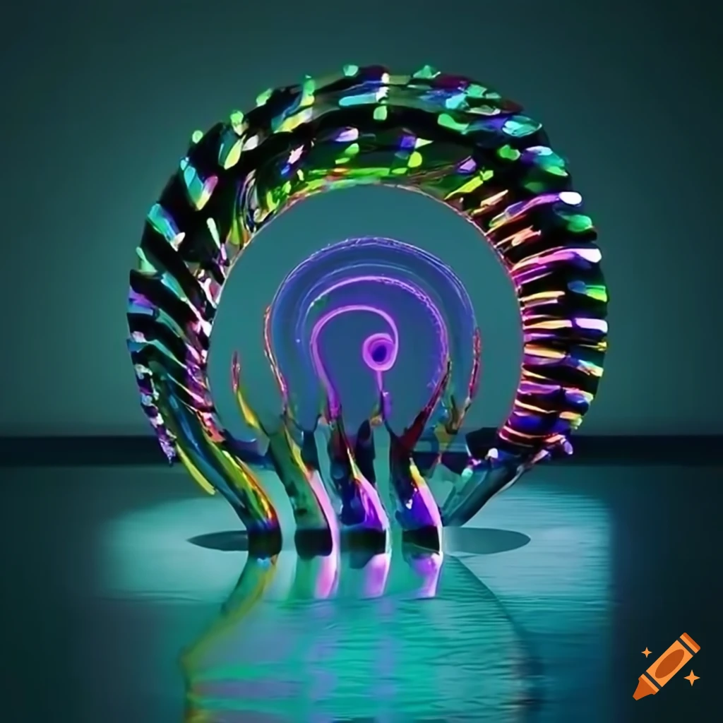 Sculpture of sound waves transformed into vibrant shapes with water on Craiyon