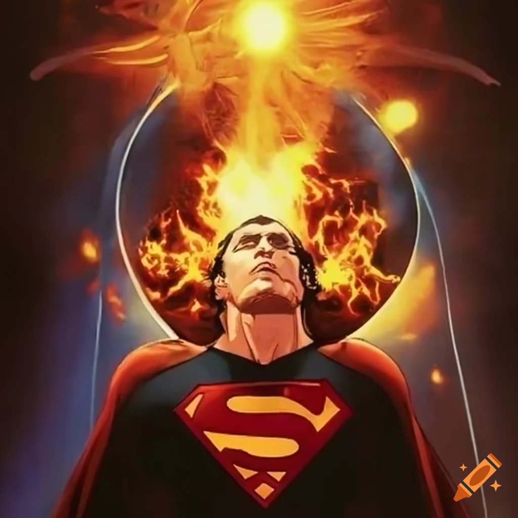 Superman confronting a sun god on Craiyon