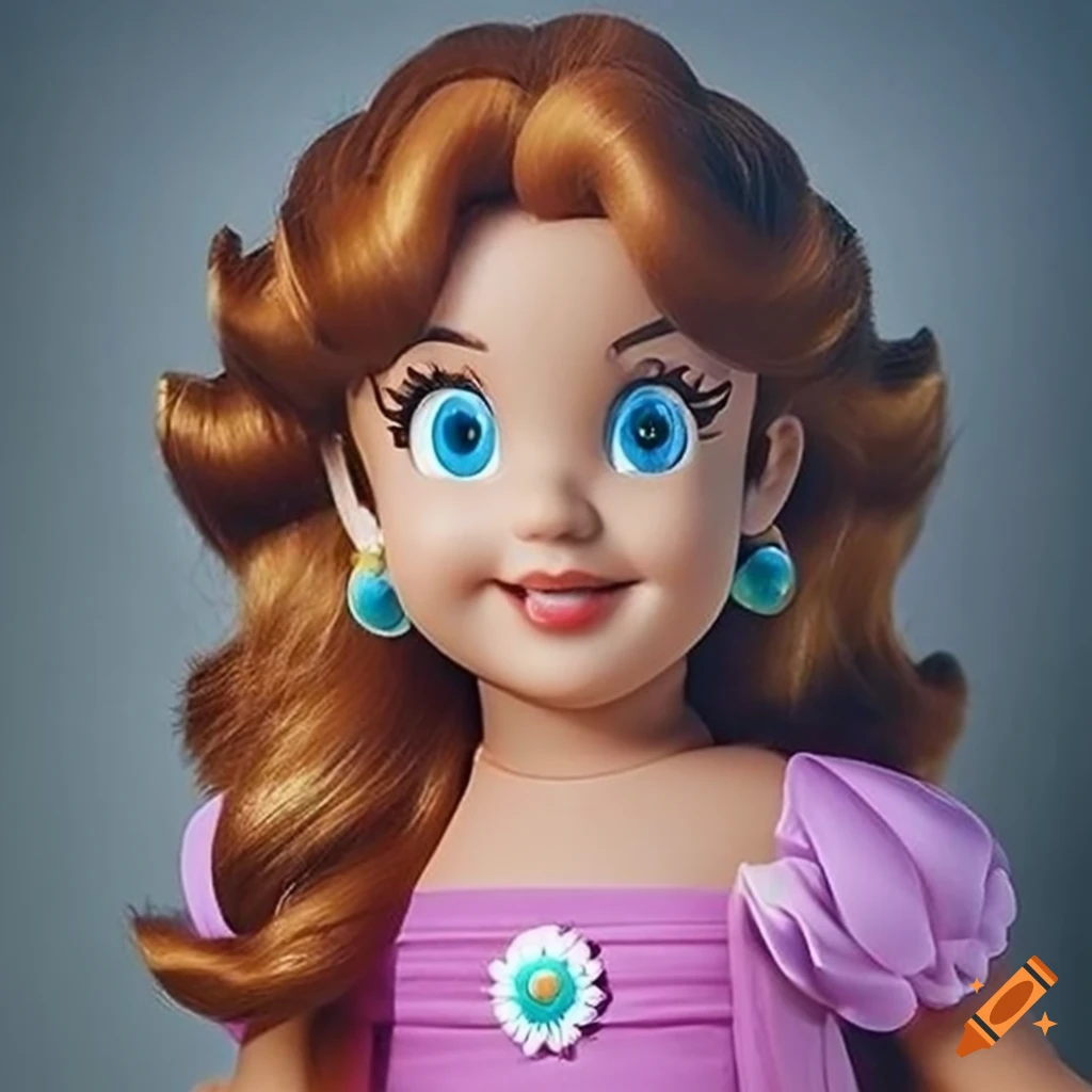 Portrait of Princess Daisy with American Girl doll morph on Craiyon