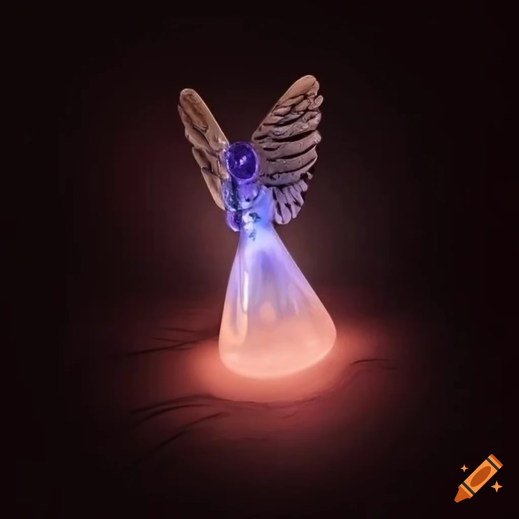 Glass angel figurine filled with light
