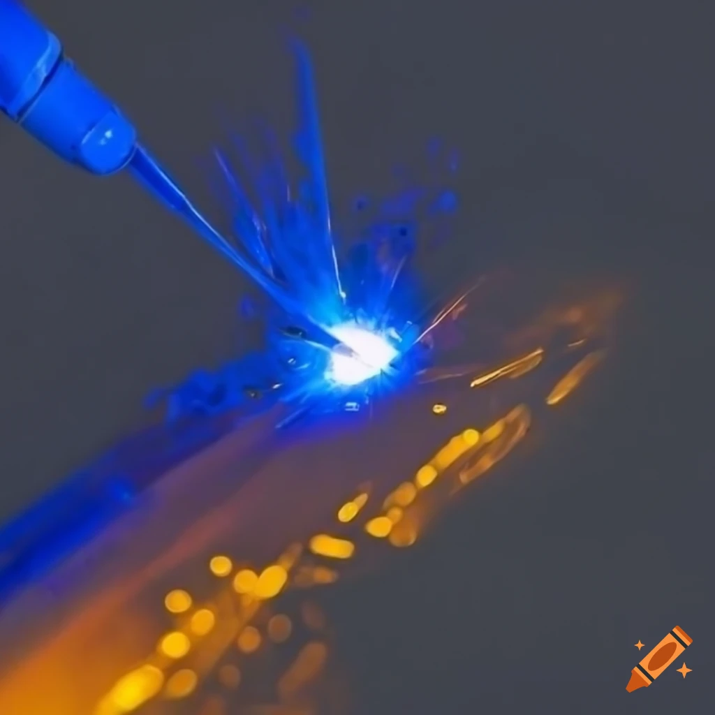 Welding with dark red, dark blue, and a touch of yellow colors on Craiyon