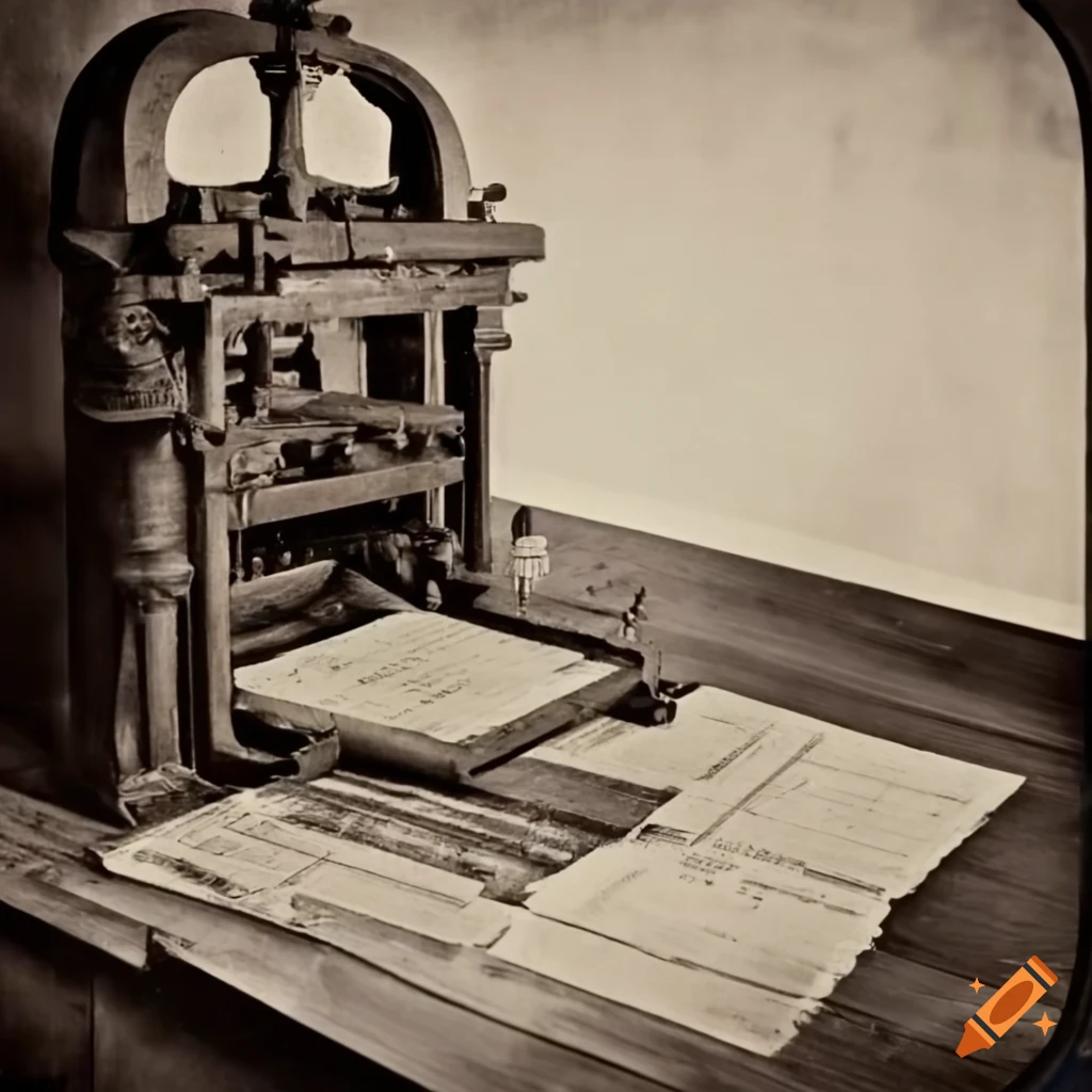Man printing on a historic gutenberg press