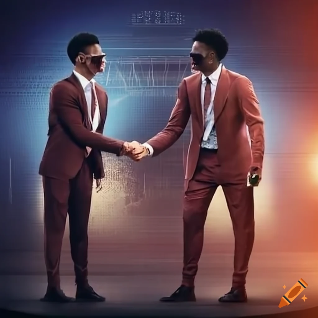 Two men shaking hands on nfl draft stage