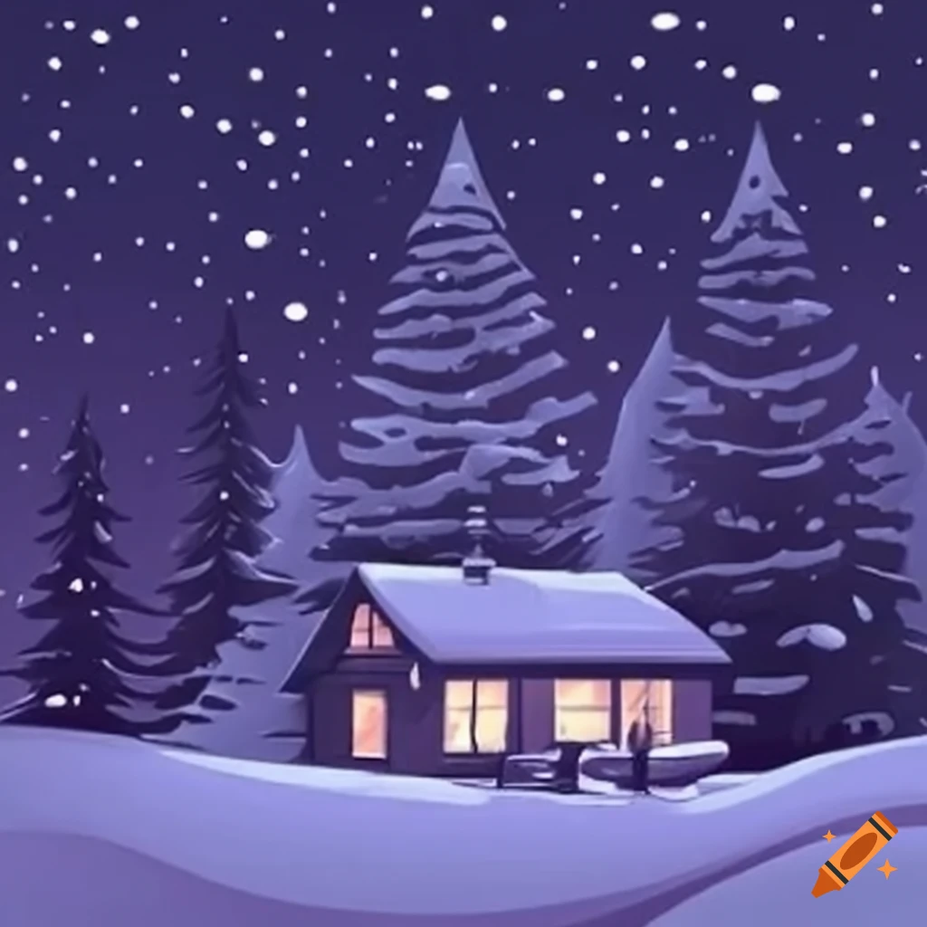 Cozy outdoor cabin in a winter setting