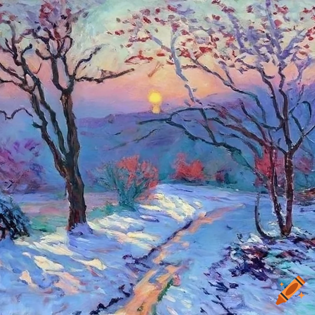Winter solstice painting by armand guillaumin on Craiyon