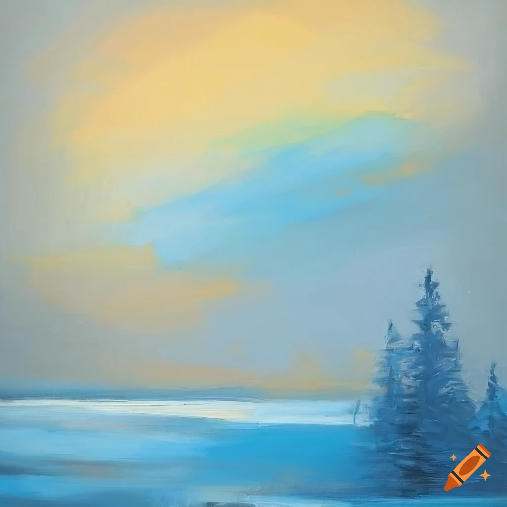 Minimalist scandinavian oil painting capturing a winter solstice in ...