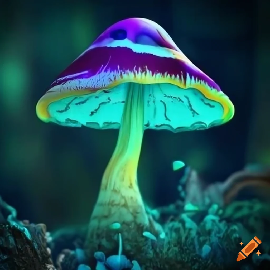 Colorful psychedelic mushrooms