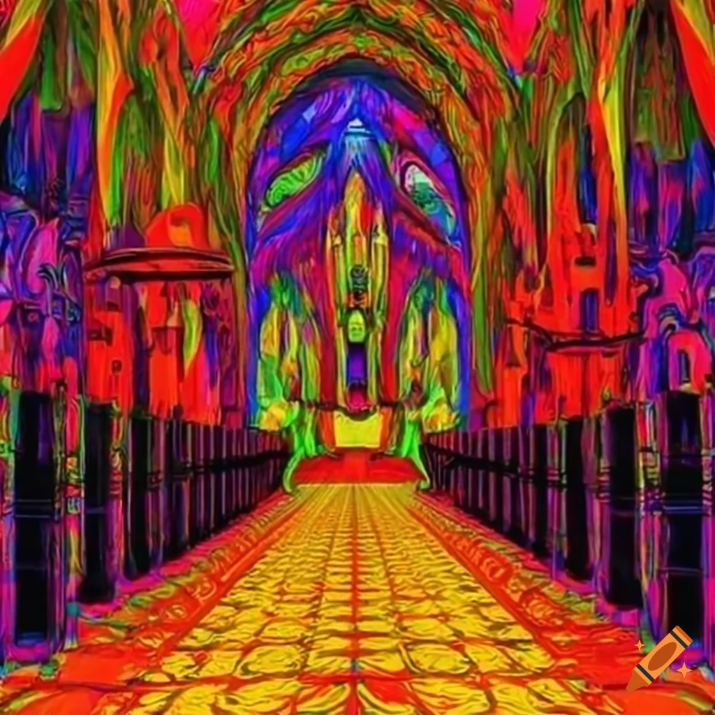 Colorful and vibrant church with psychedelic design