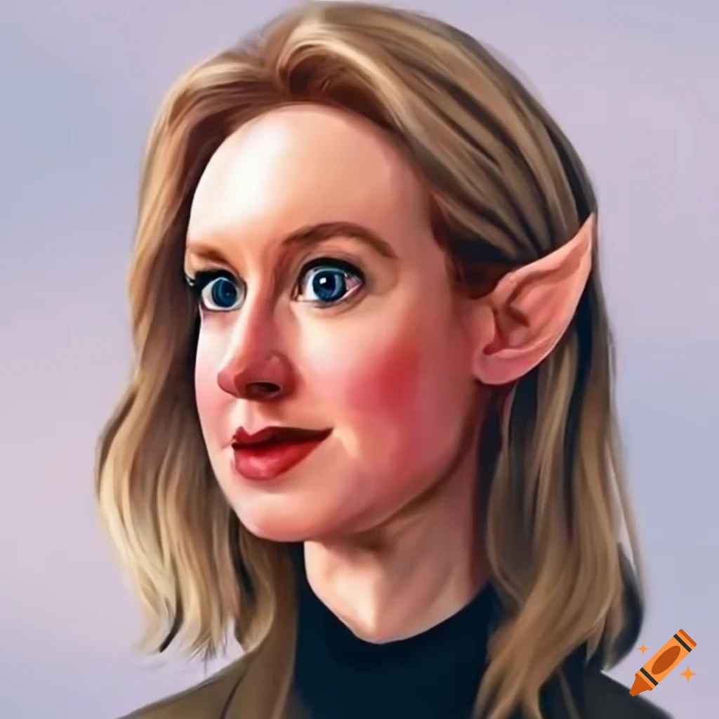 Elizabeth holmes depicted as an elf