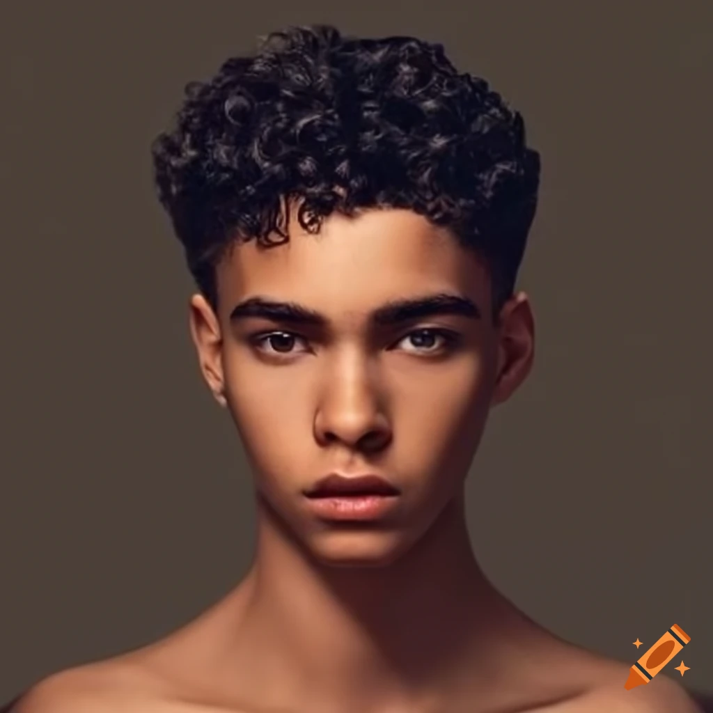 Portrait of a young man with brown skin and short wavy hair