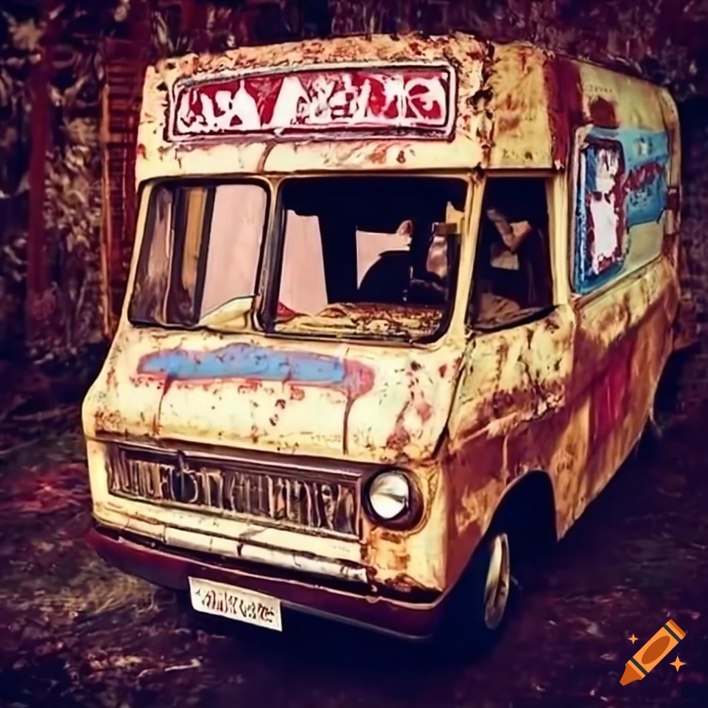 Vintage 1970's ice cream van with a sinister vibe