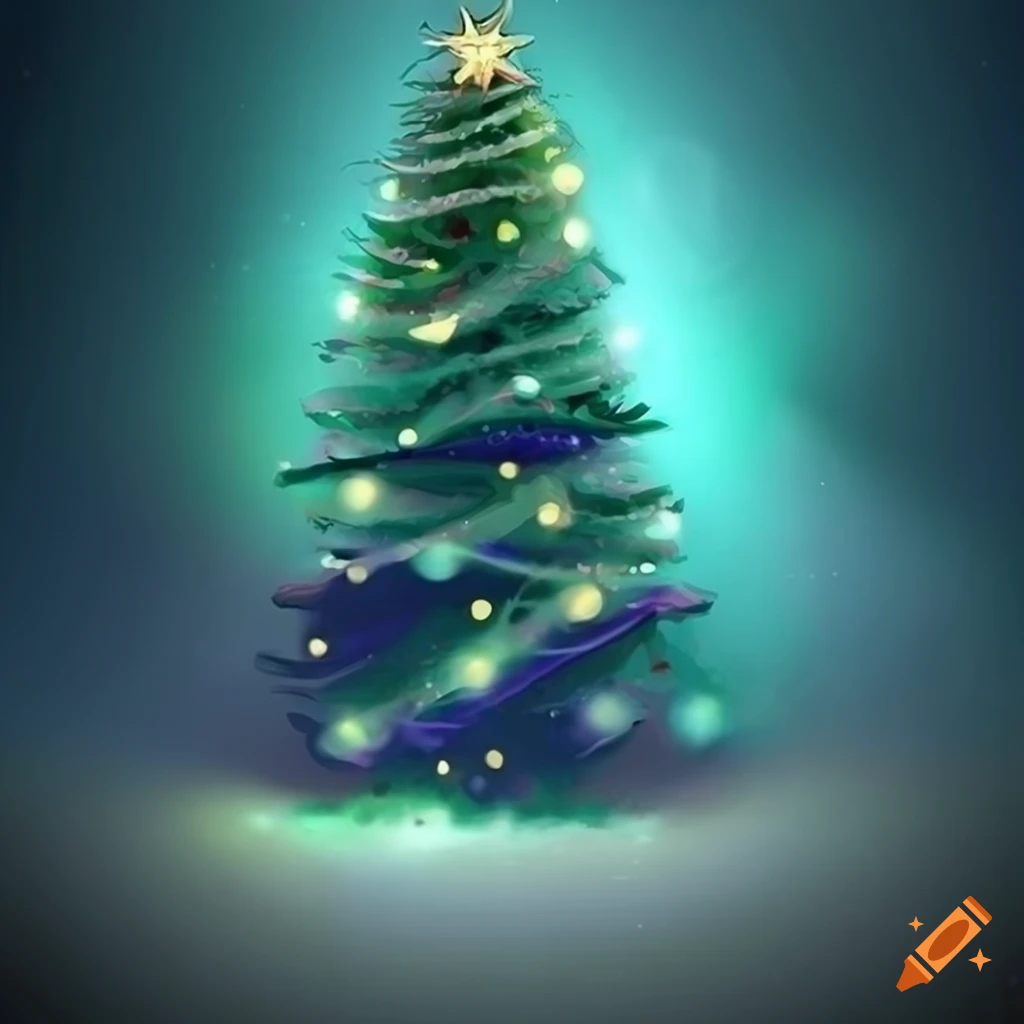 Festive digital painting of beautifully decorated christmas trees on Craiyon
