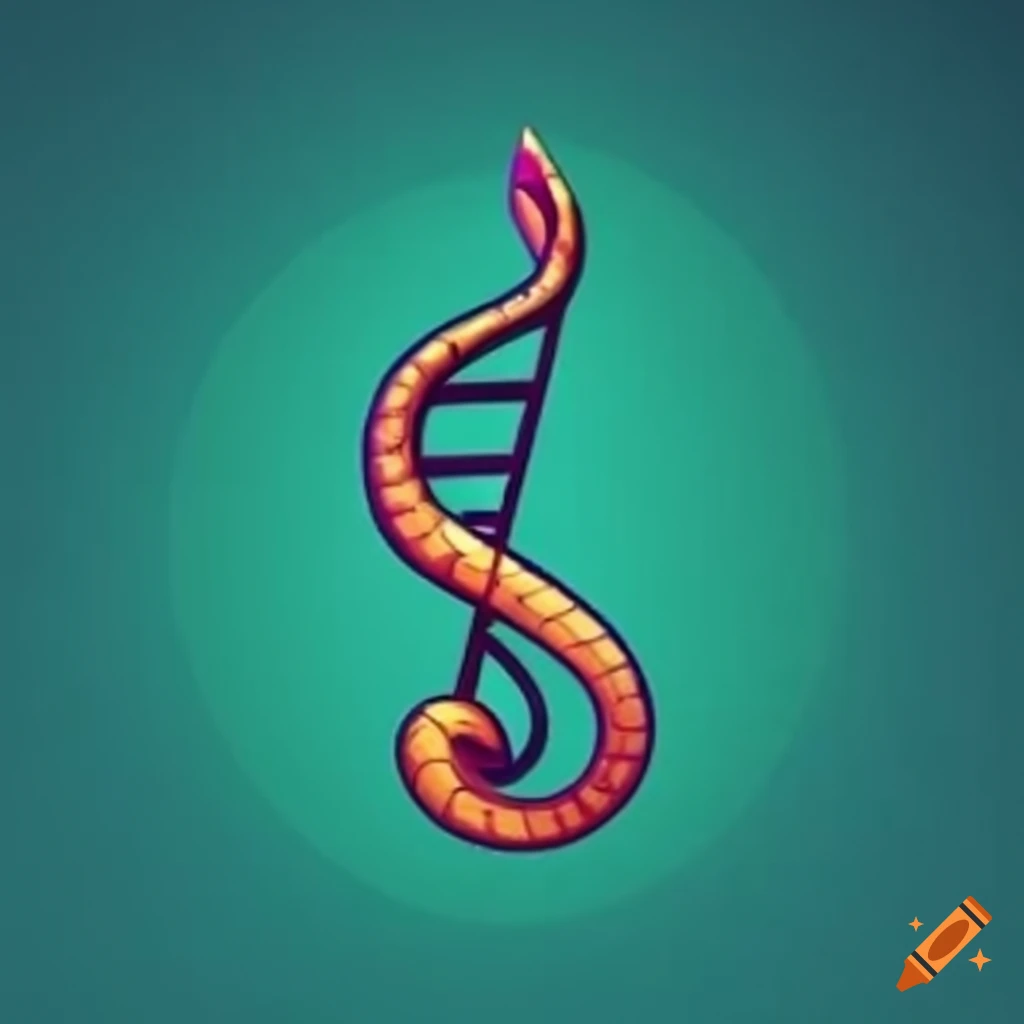Illustration of a snake formed by musical notes on Craiyon