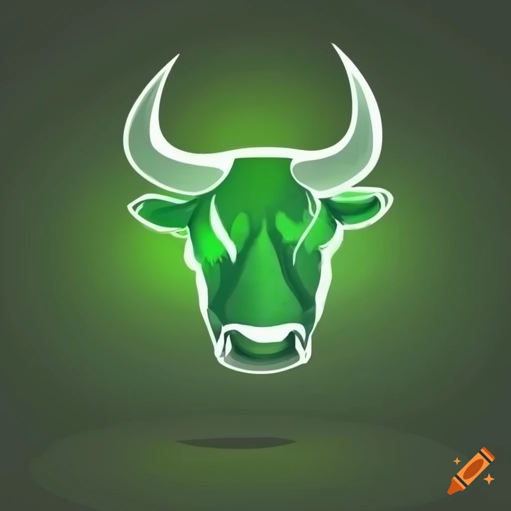 Realistic bull logo with green outline