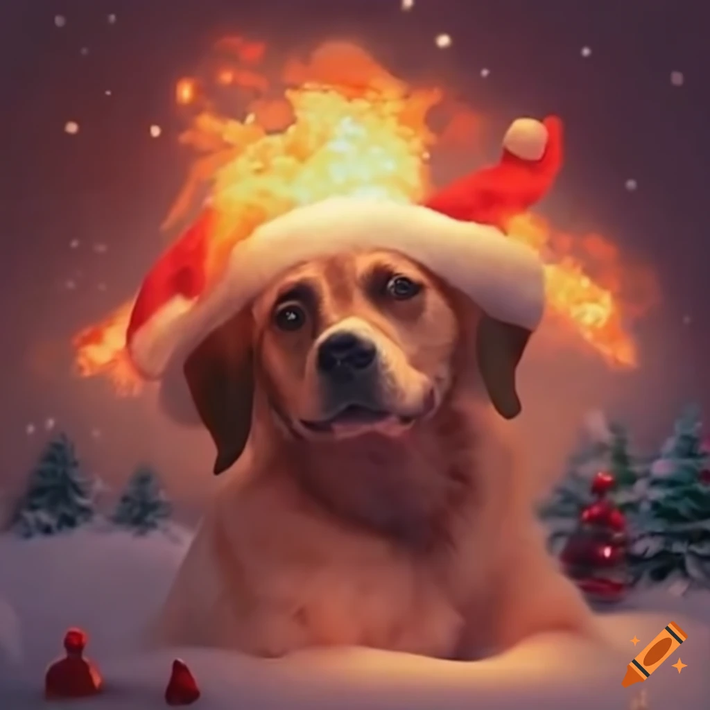 Epic dog amid christmas explosion