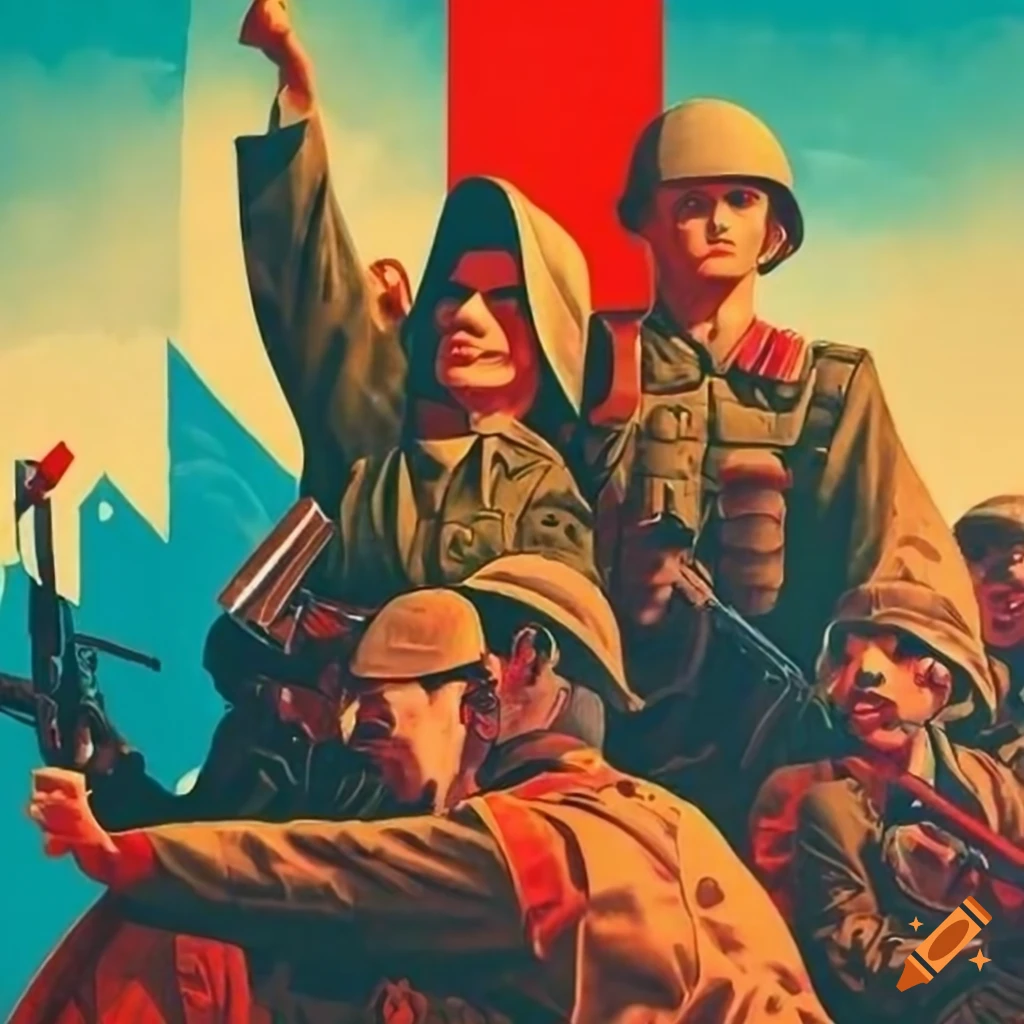 Army propaganda poster in blue color on Craiyon