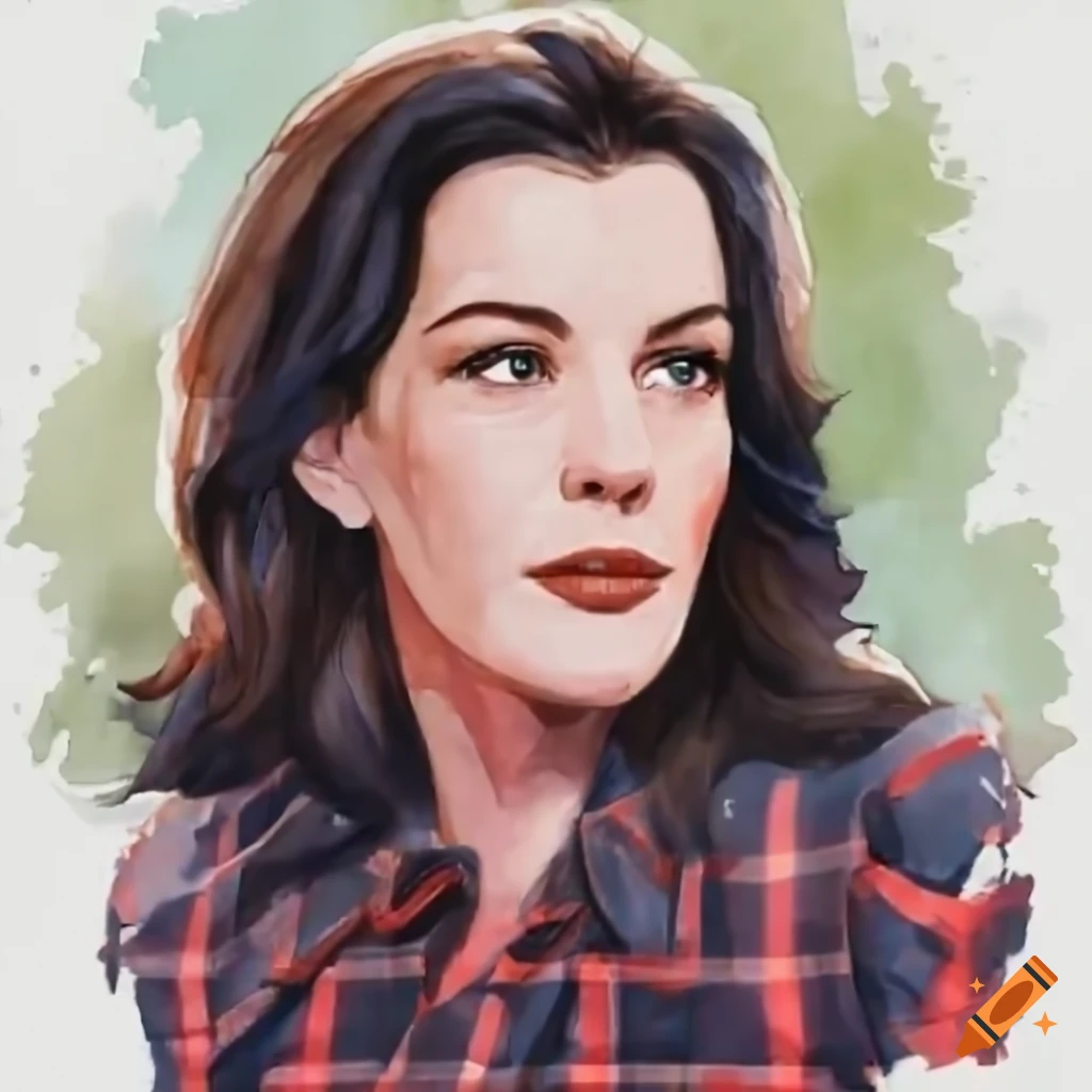 Actress Liv Tyler look-alike with messy hair and casual outfit standing ...