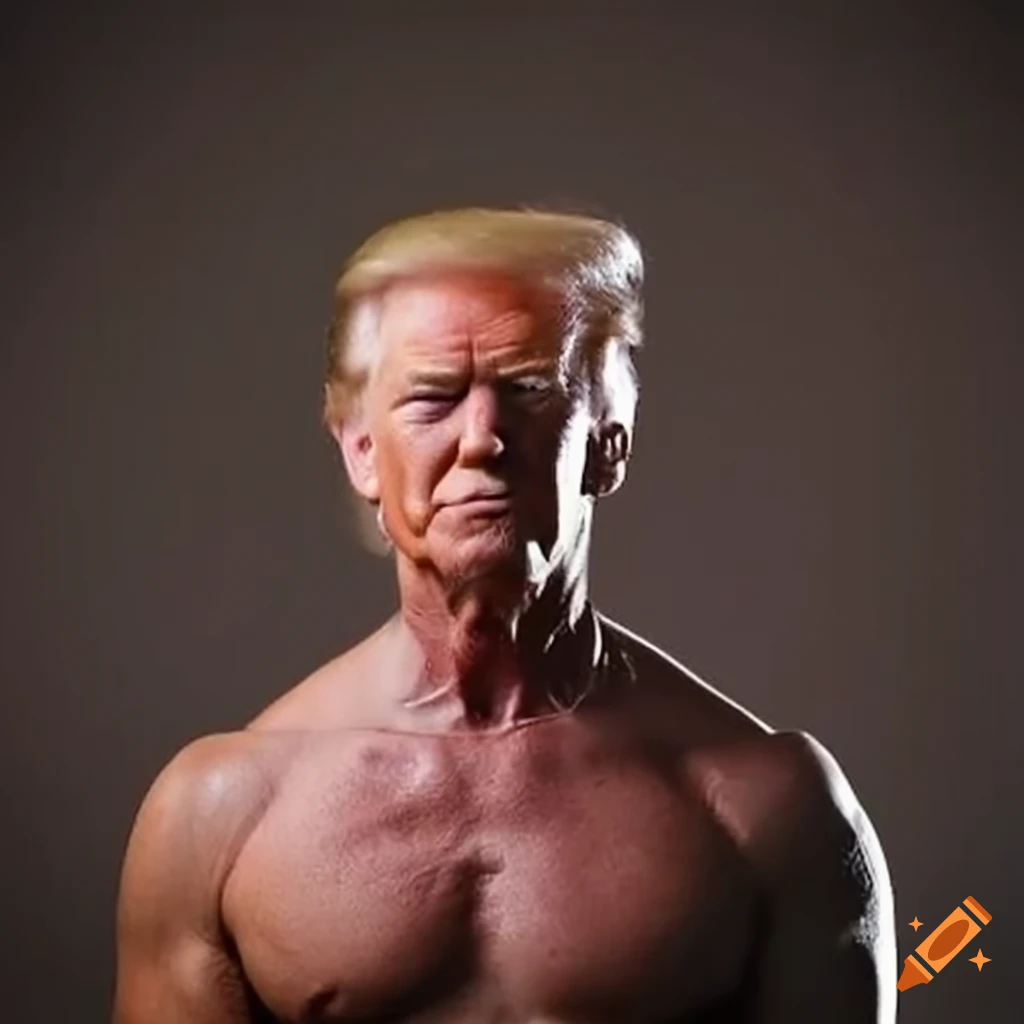 Satirical illustration of donald trump as a bodybuilder