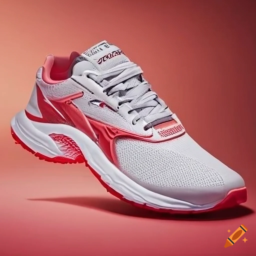 Stylish red and white reebok running shoes