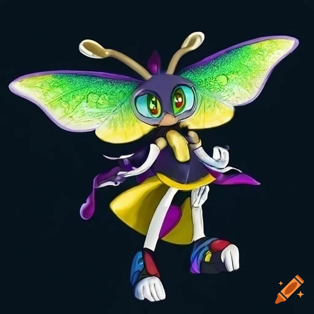 Luna moth in the form of a sonic character