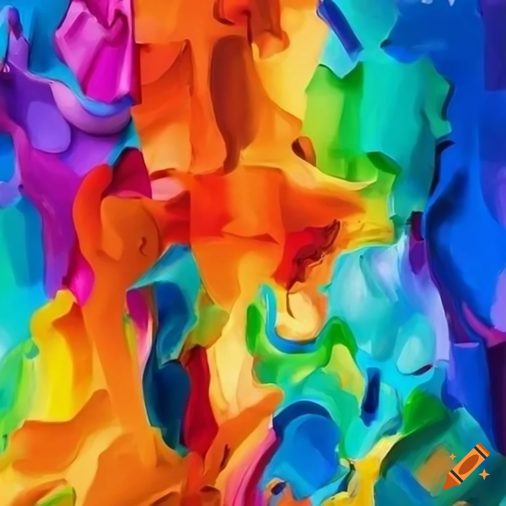 Cubism artwork with cluttered bright primary colors on Craiyon