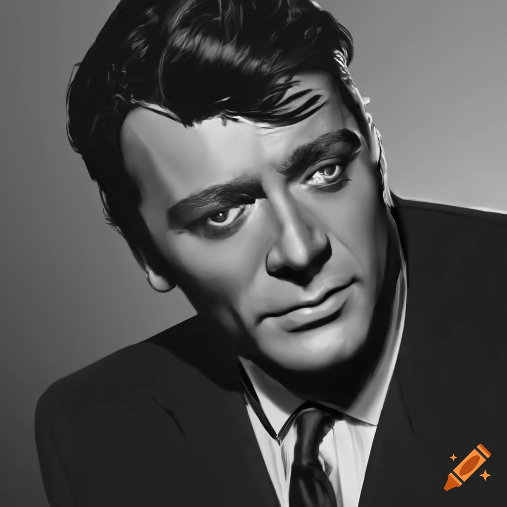 Grayscale portrait of Richard Burton portraying a menacing gangster on ...