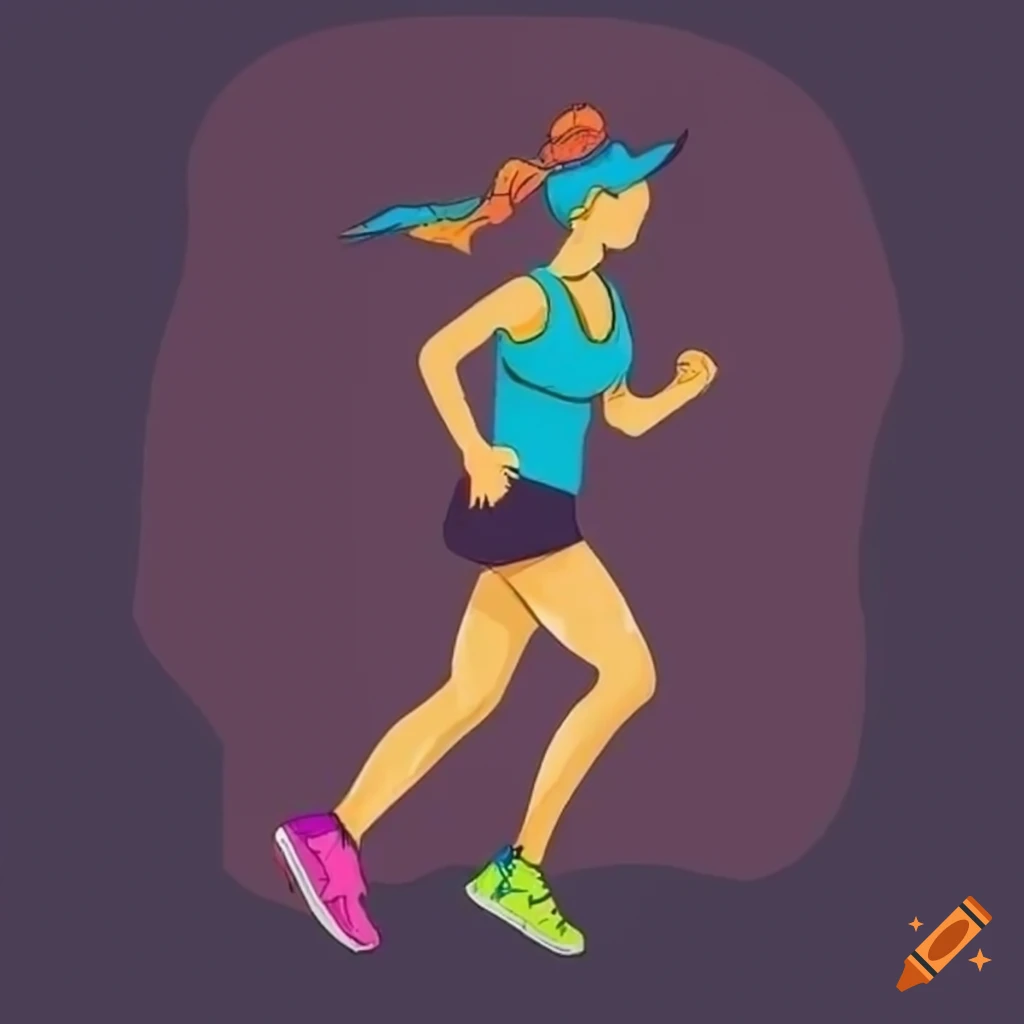 Female trail runner drawing