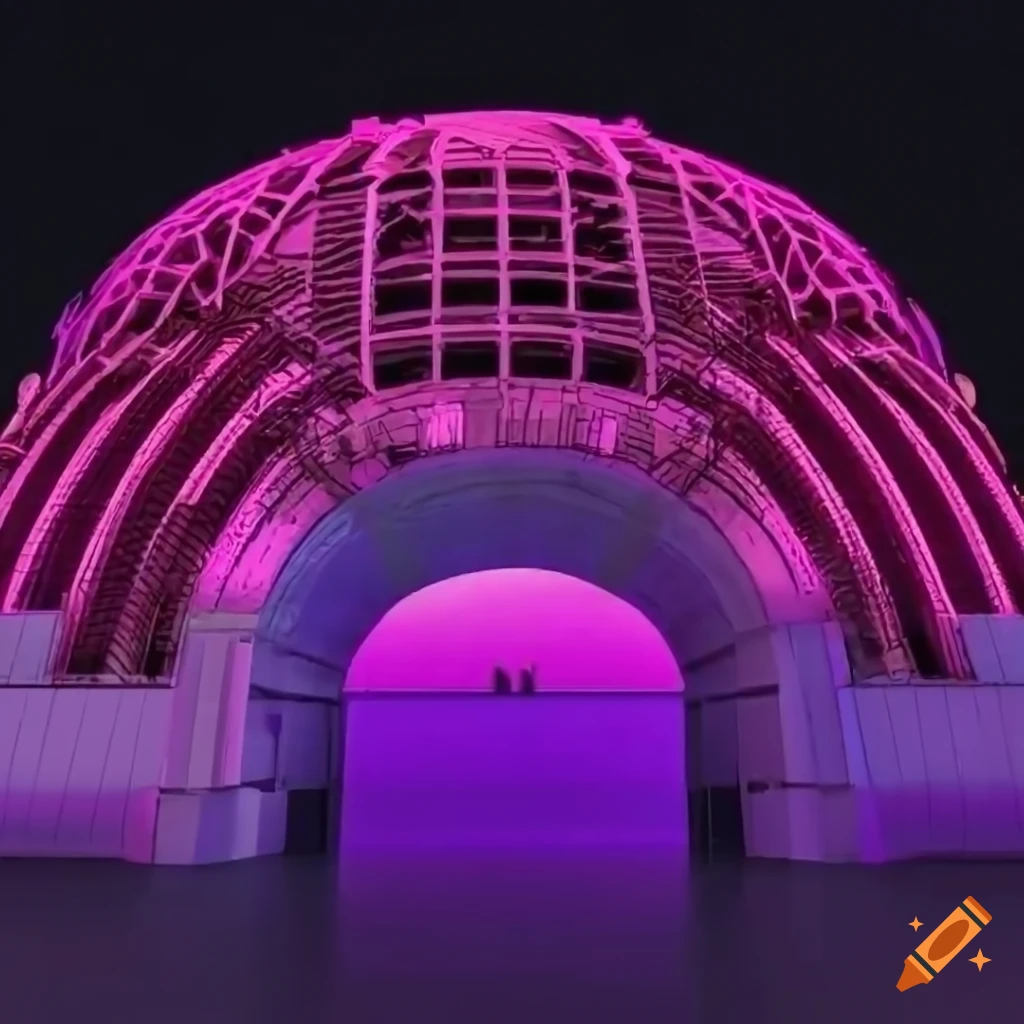 Parametric curvy and round cyberpunk-style building