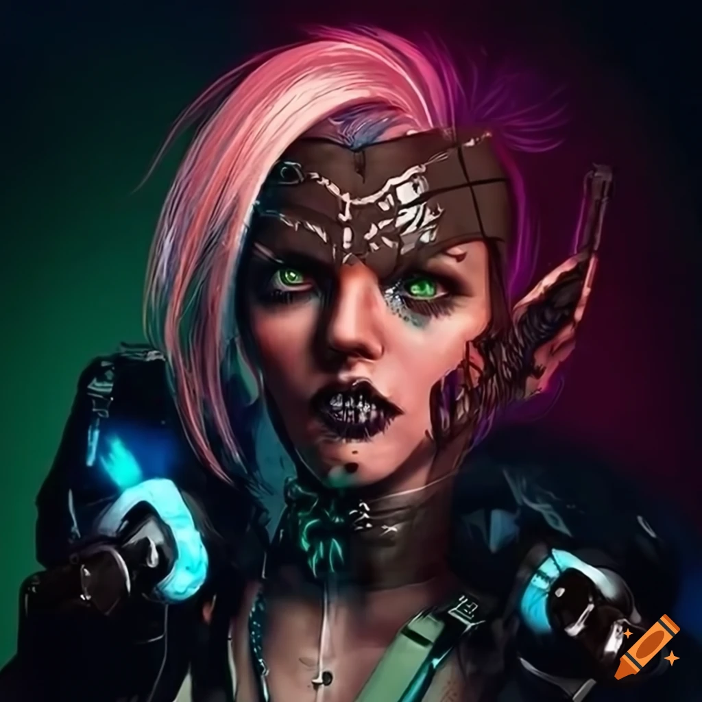 Cyberpunk bad elf in a futuristic setting on Craiyon