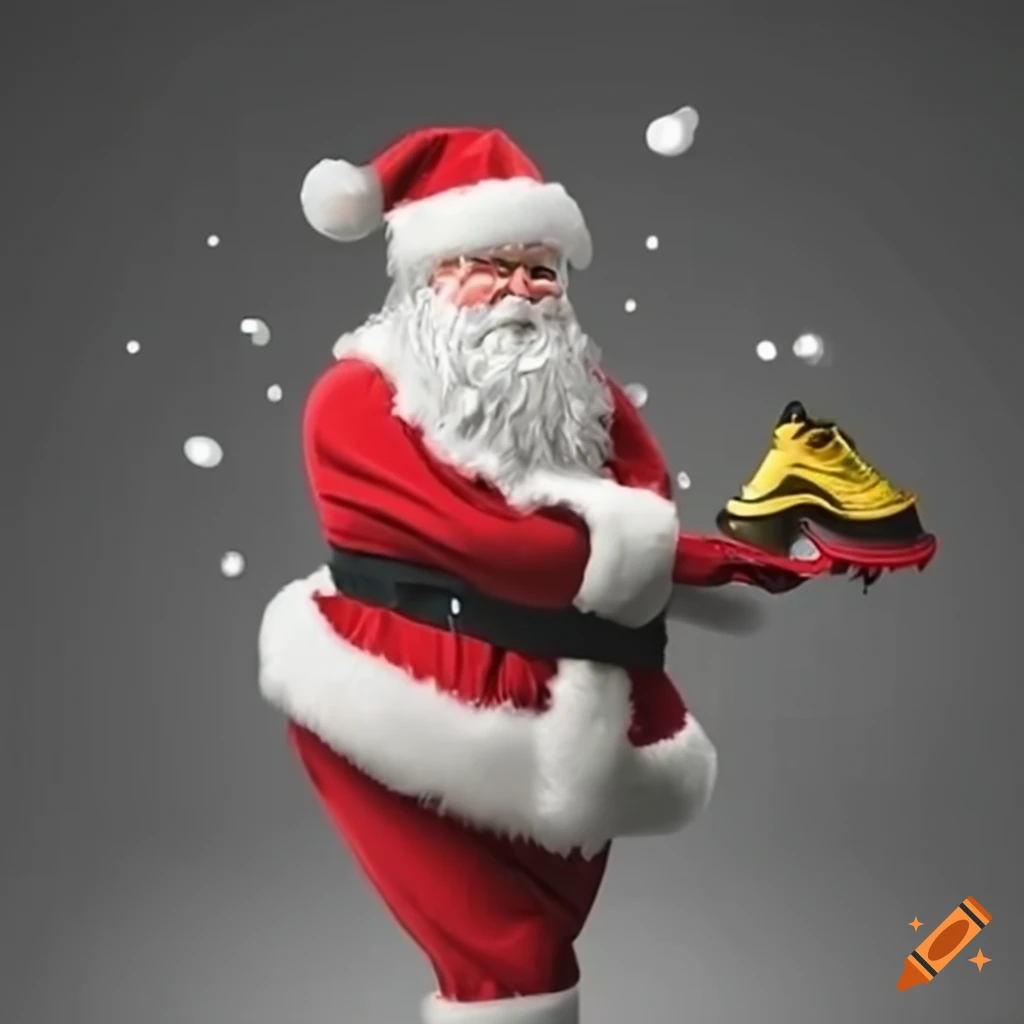 Santa claus wearing nike shoes