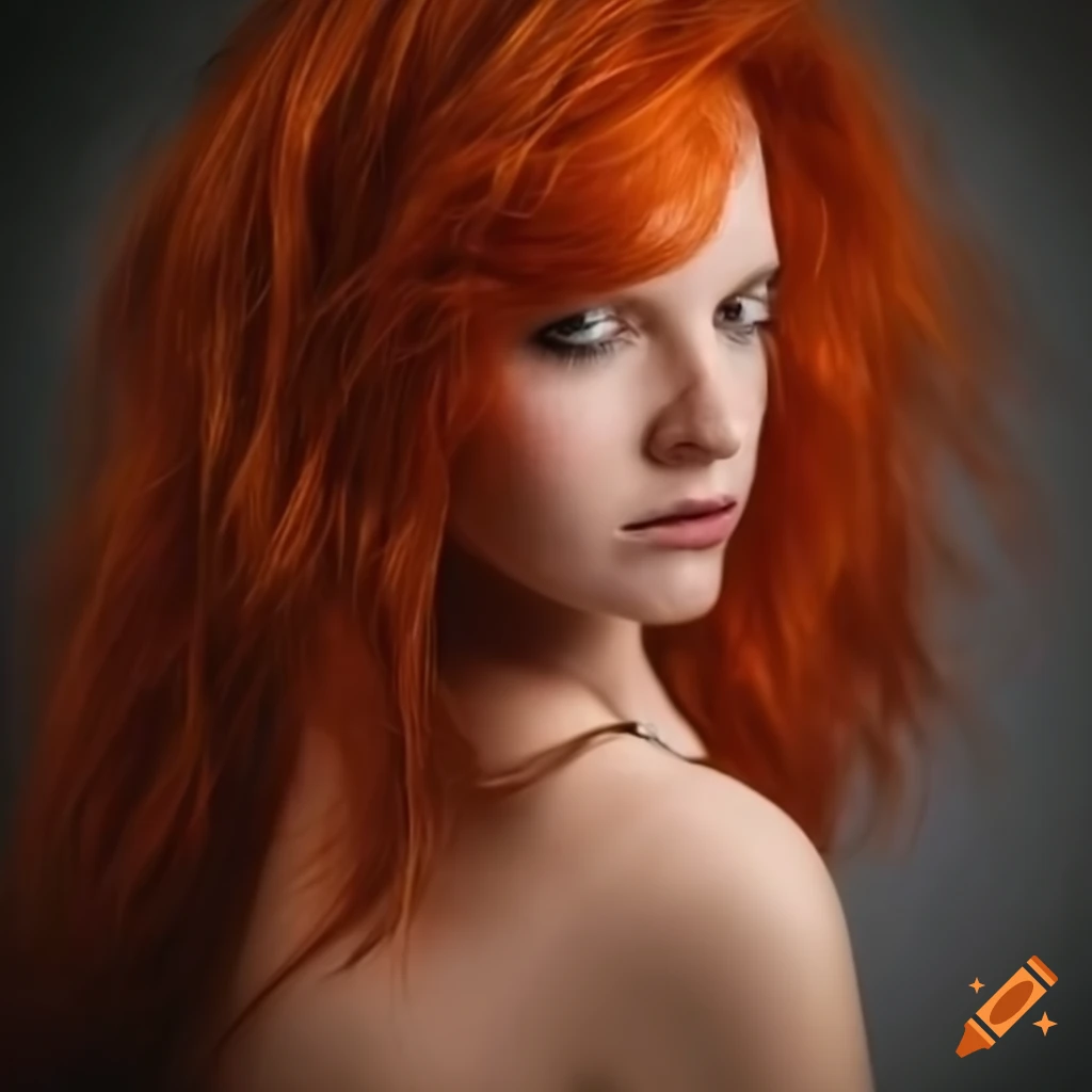 Woman with striking red hair on Craiyon