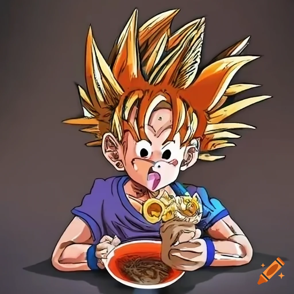 Son goku enjoying a bowl of ramen