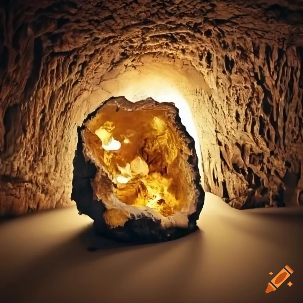 Underground cave with gold and geodes