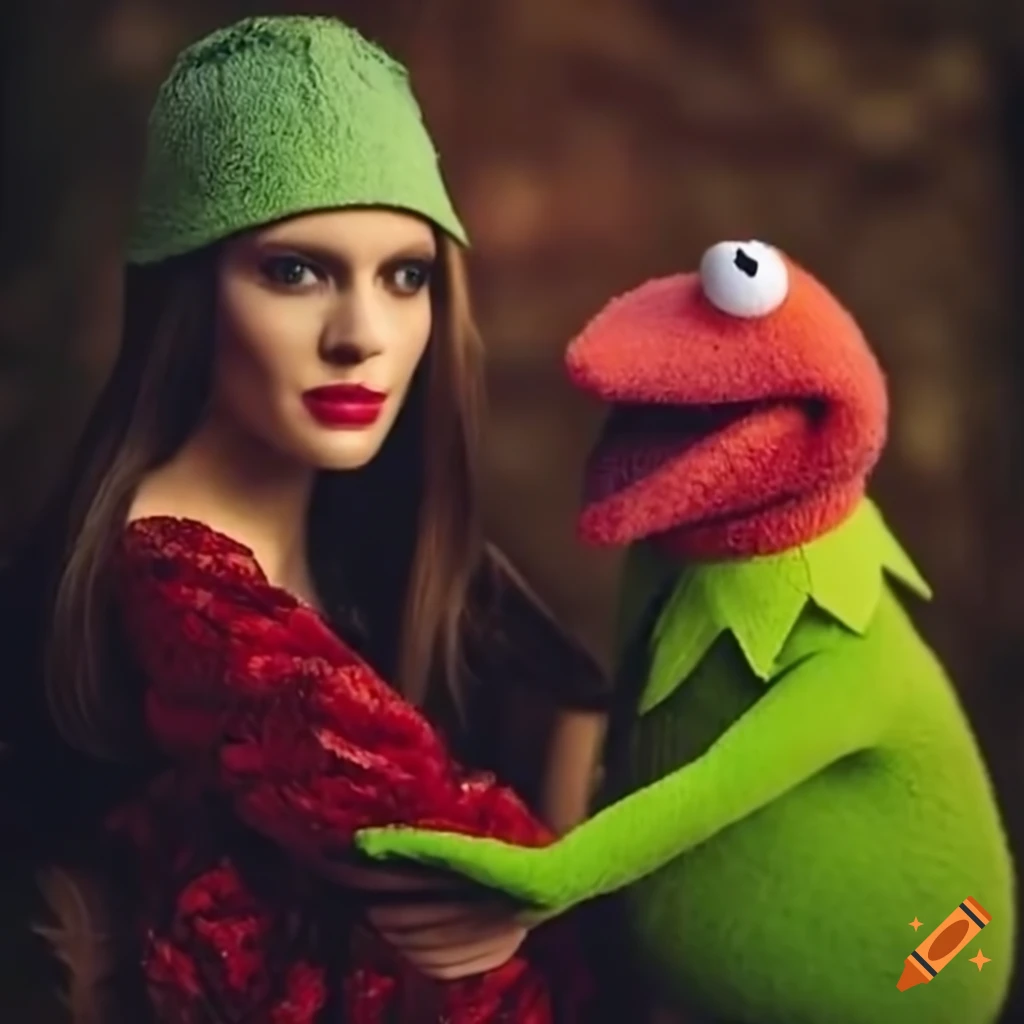 Kermit and gonzo sharing a romantic moment in a muppet scene