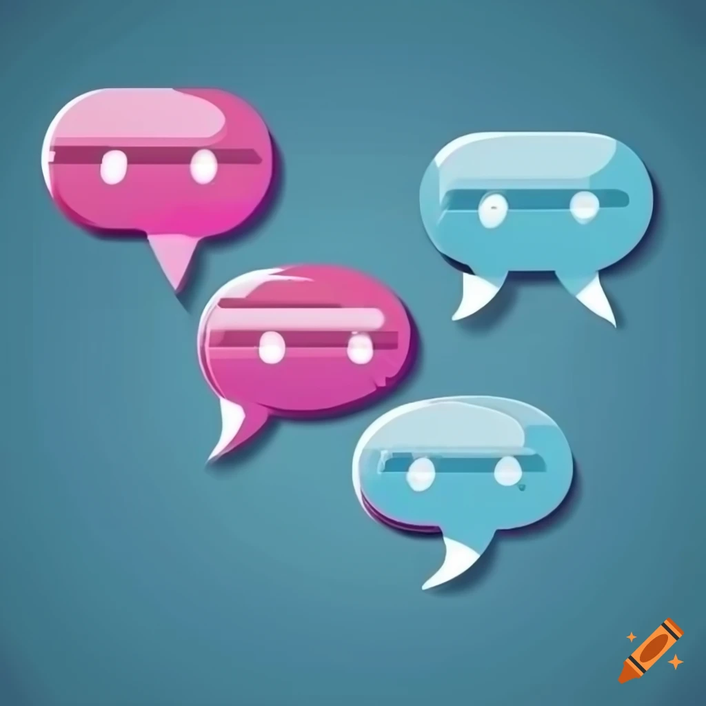 Blue and pink group chat bubbles icon on Craiyon