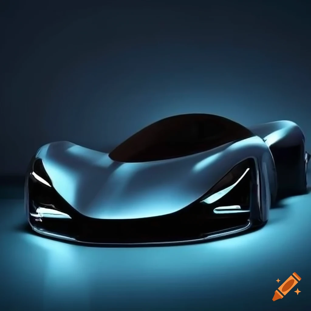 Sleek streamlined sport car with glowing headlights on Craiyon