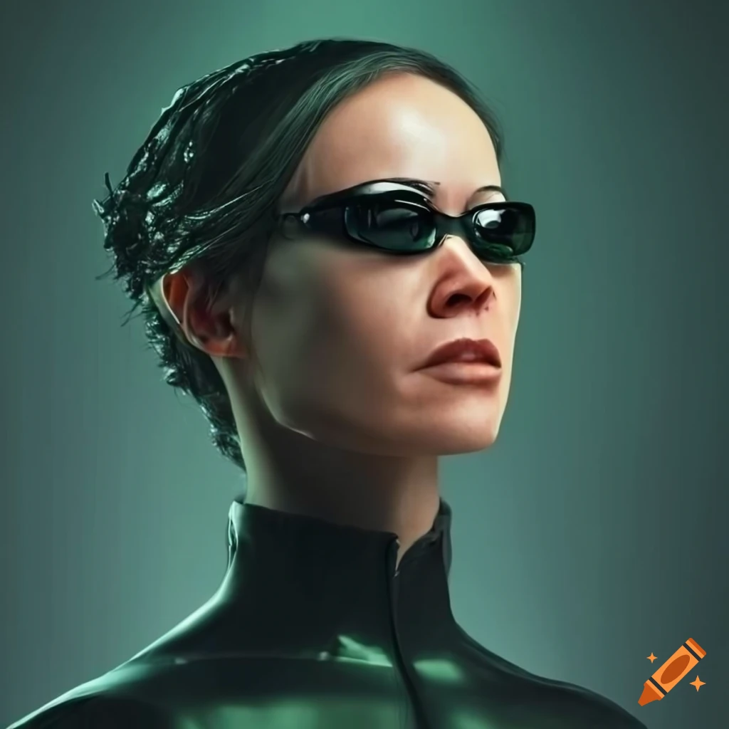 Realistic portrait of a female character from 'The Matrix' wearing ...