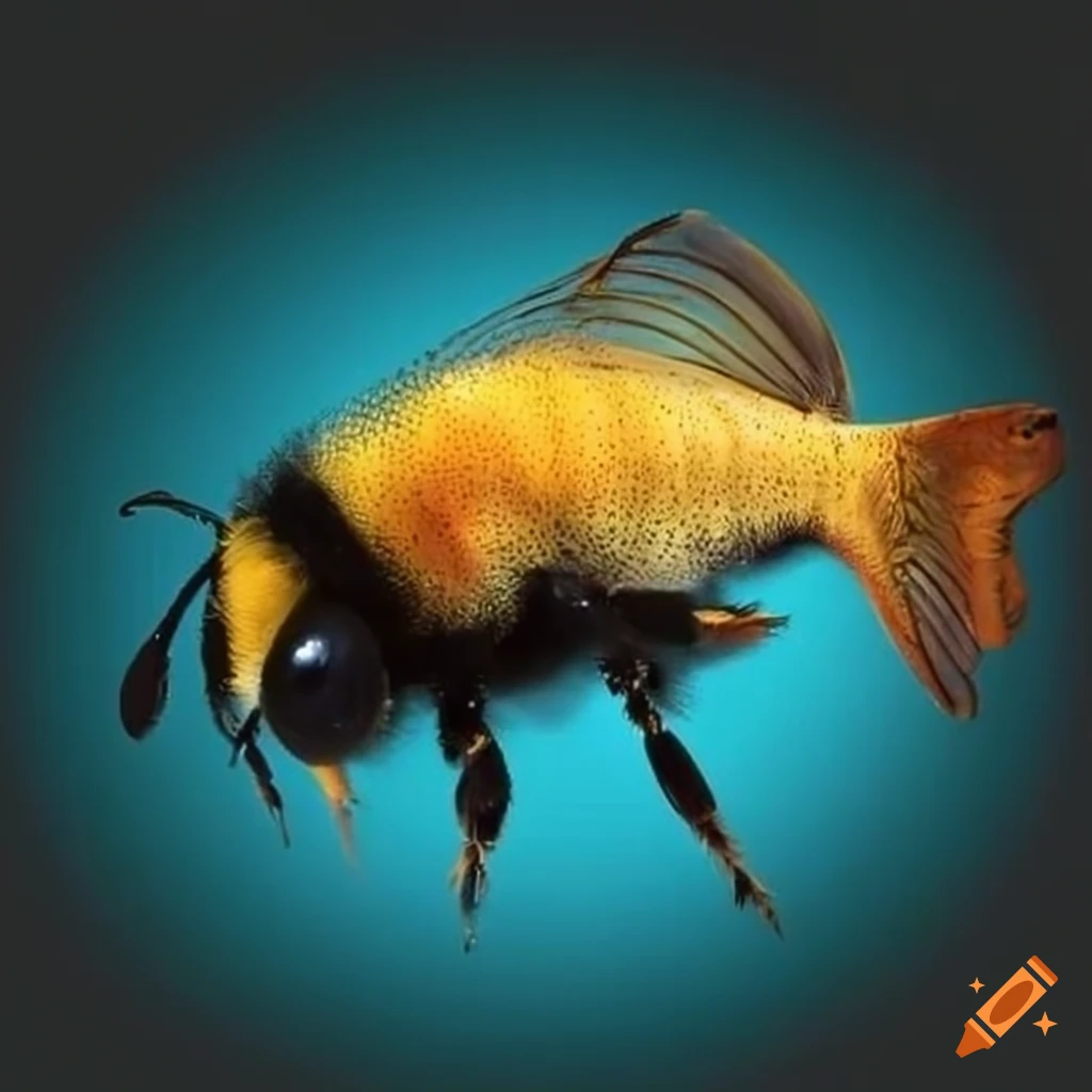 Bumble bee and fish holding hands