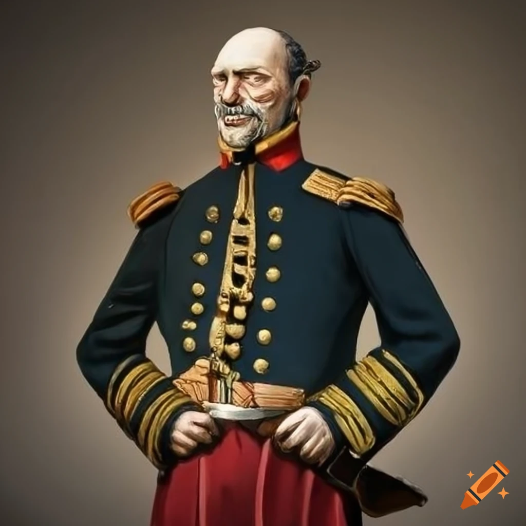 Victorian orcish naval captain in dress uniform