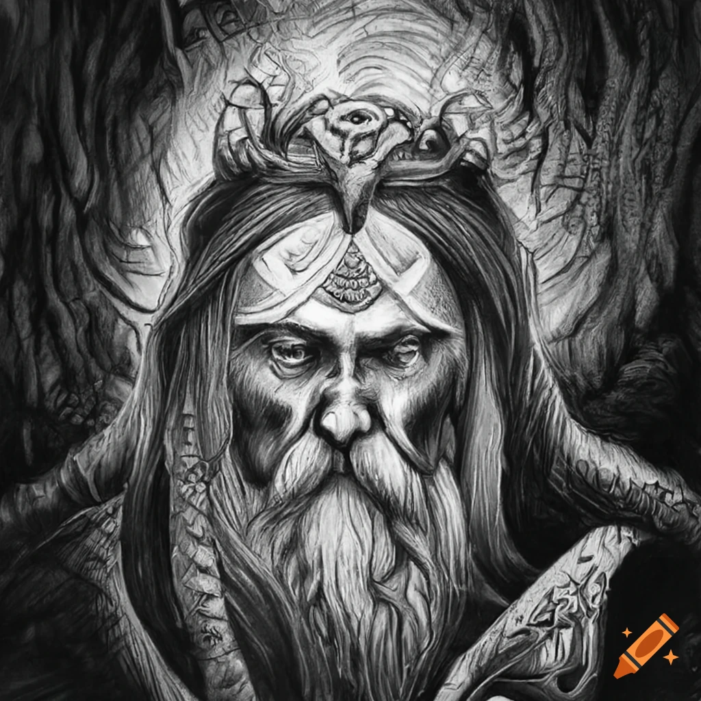 Depiction of slavic god of thunder perun in a powerful and thundering ...