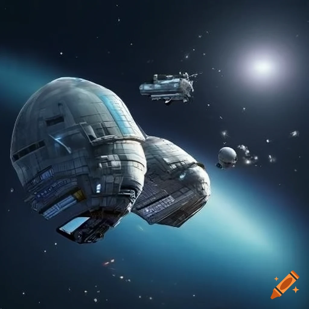 Space ship in the vastness of outer space on Craiyon