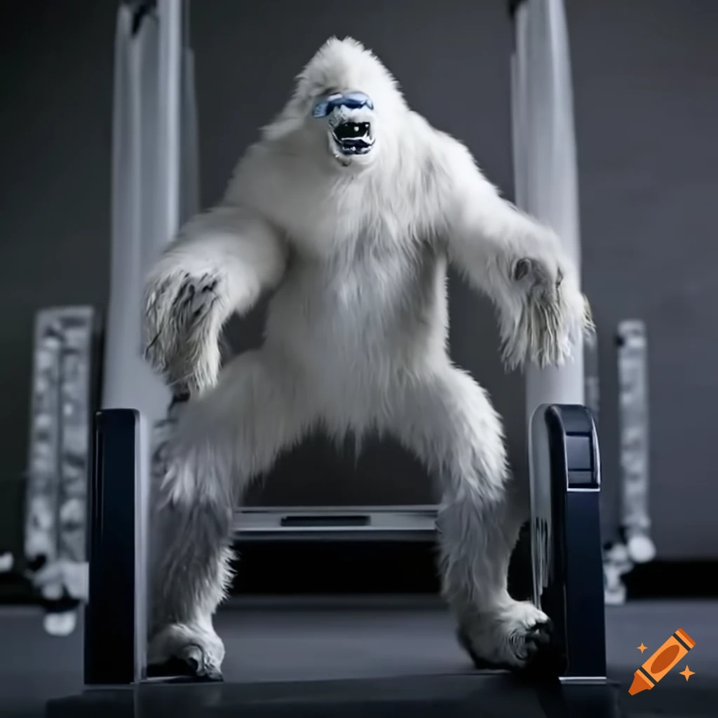Snow yeti at the gym on Craiyon