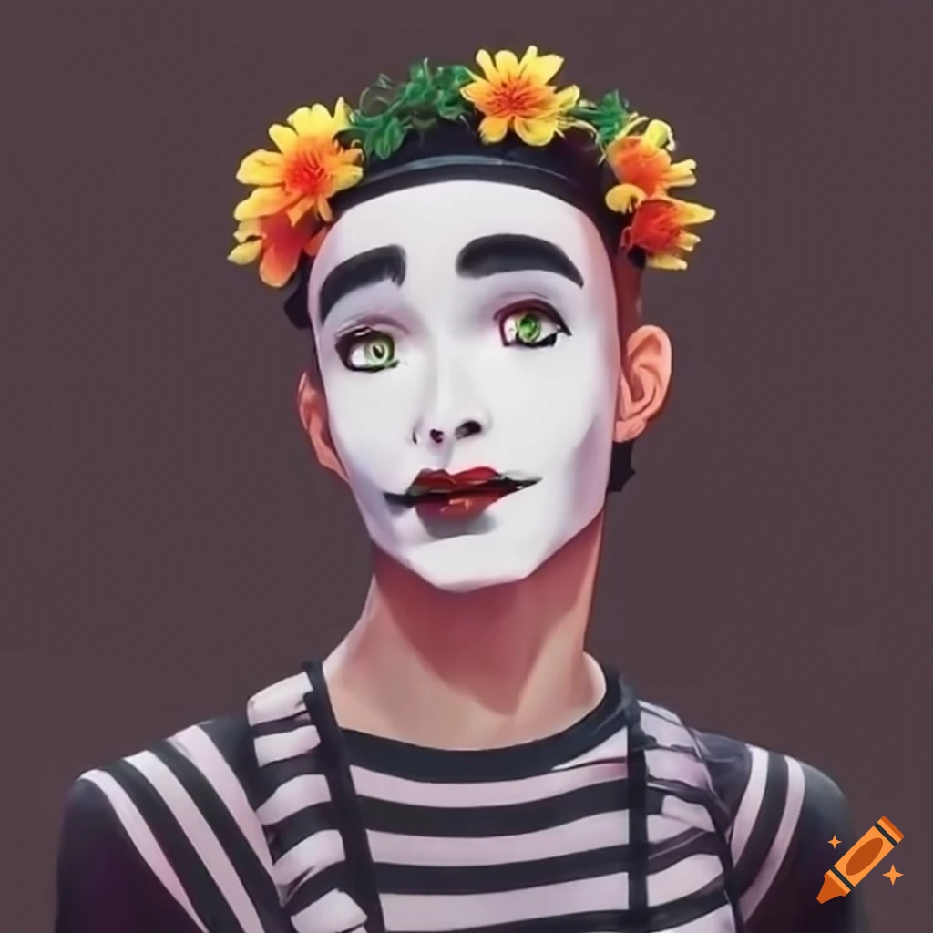 Mime with a flower on head