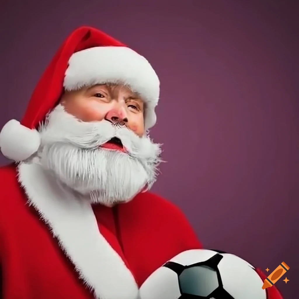 Santa claus playing soccer